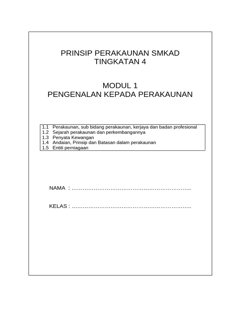 Modul 1 Pengenalan Kepada Perakaunan - Docx Student | PDF