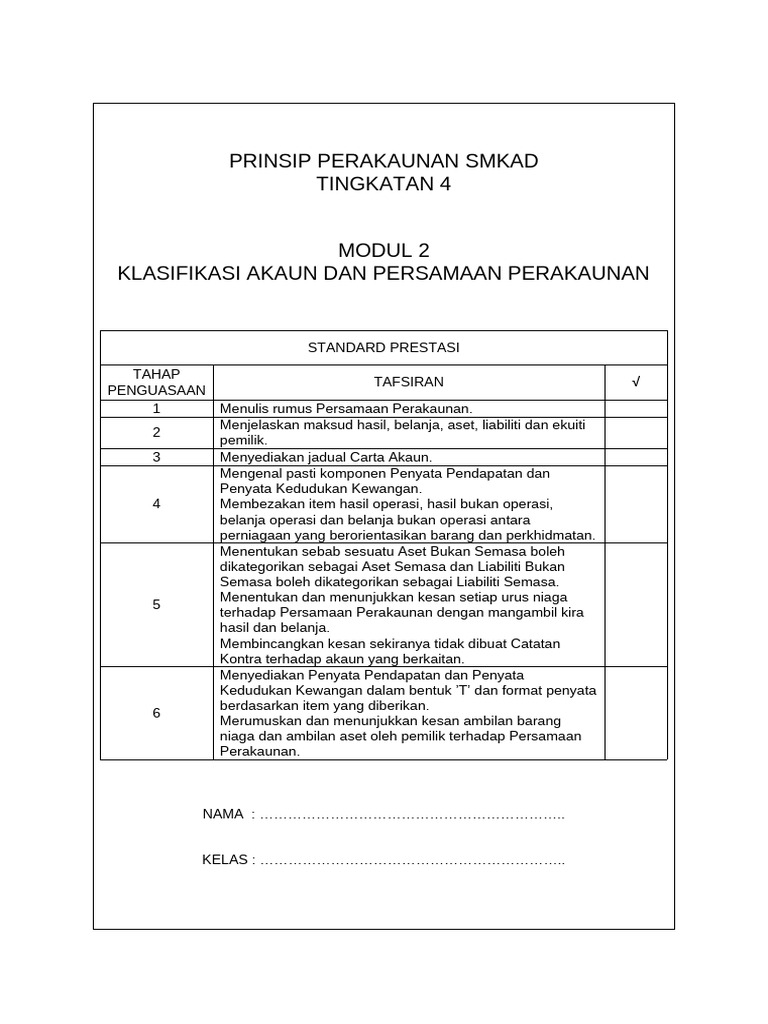 Modul 2 Klasifikasi Akaun Dan Persamaan Perakaunan - docxSTUDENT | PDF