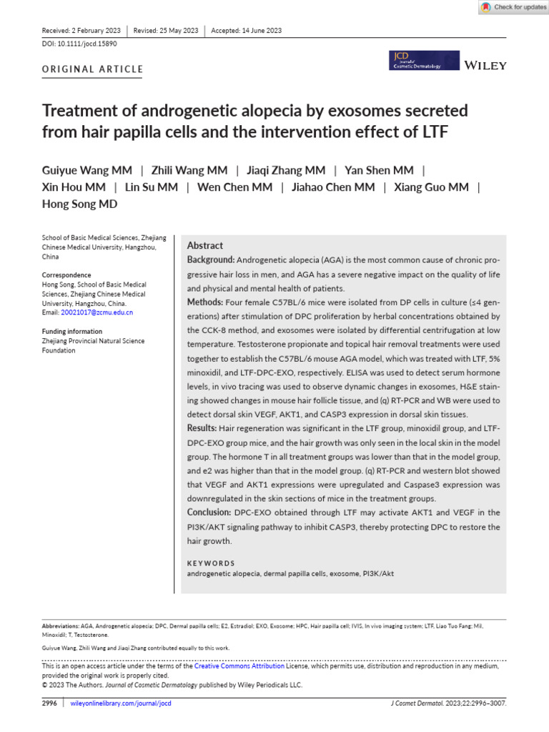 P9-Treatment of androgenetic alopecia by exosomes secreted from hair ...