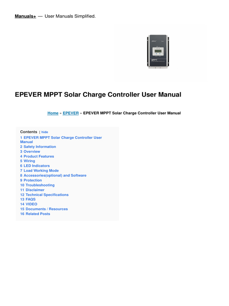MPPT Solar Charge Controller Manual | PDF | Photovoltaics | Electric Power