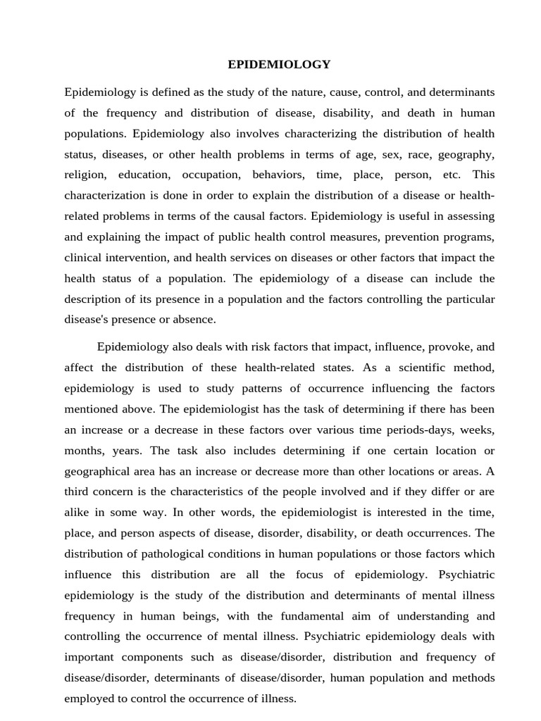 epidemiology nishi | PDF | Mental Disorder | Major Depressive Disorder