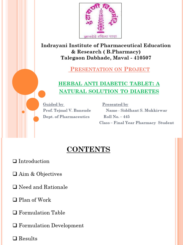 Herbal Anti-Diabetic Tablet Development | PDF | Tablet (Pharmacy ...