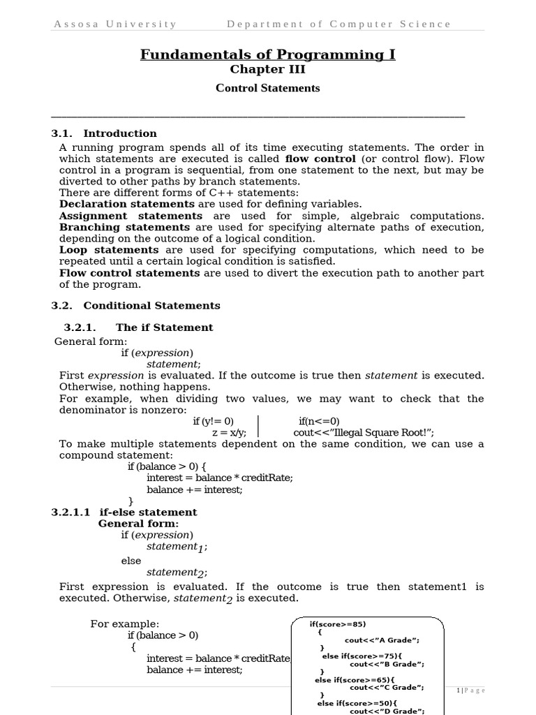 Chapter 3-Control StatementsI | PDF | Control Flow | Software Engineering