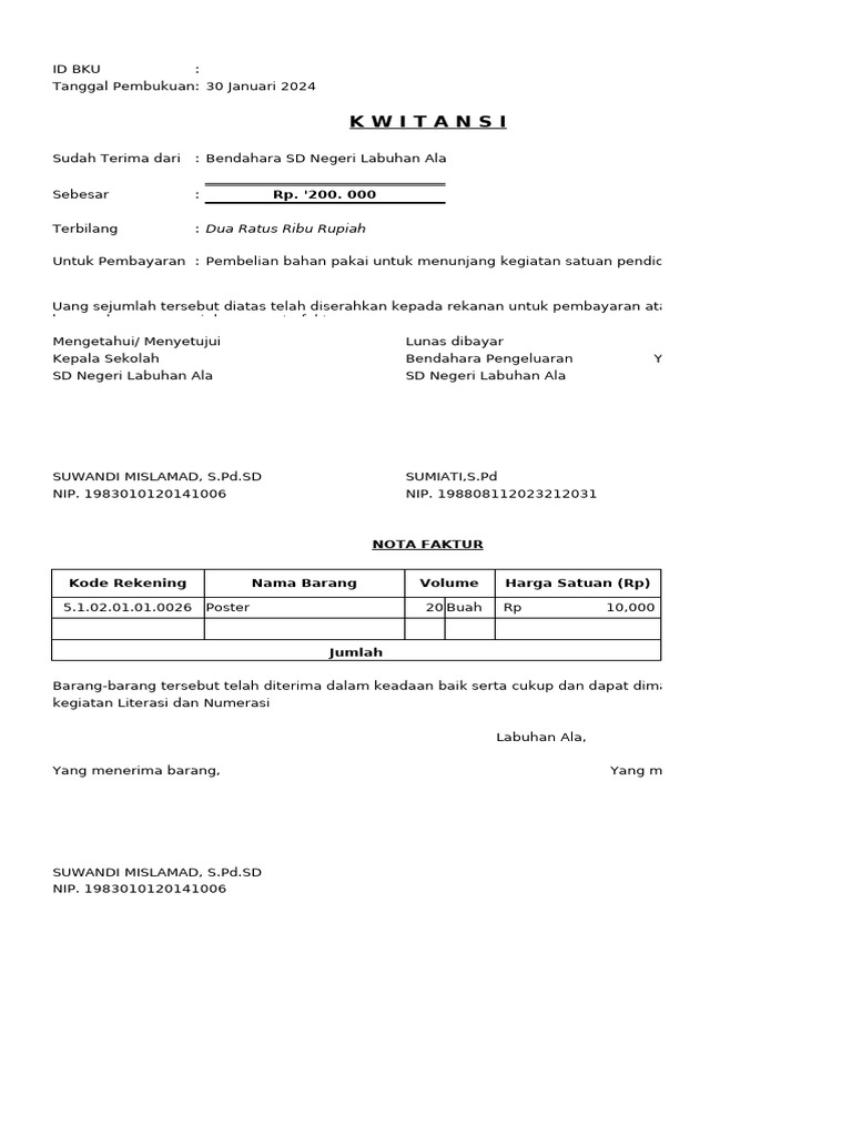 Format Kwitansi Barang, Jasa Dan SPPD | PDF