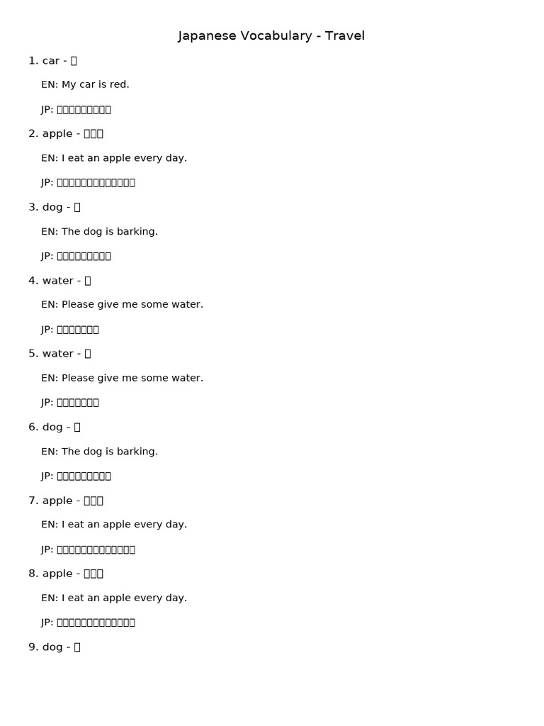 Japanese_Vocab_Travel | PDF