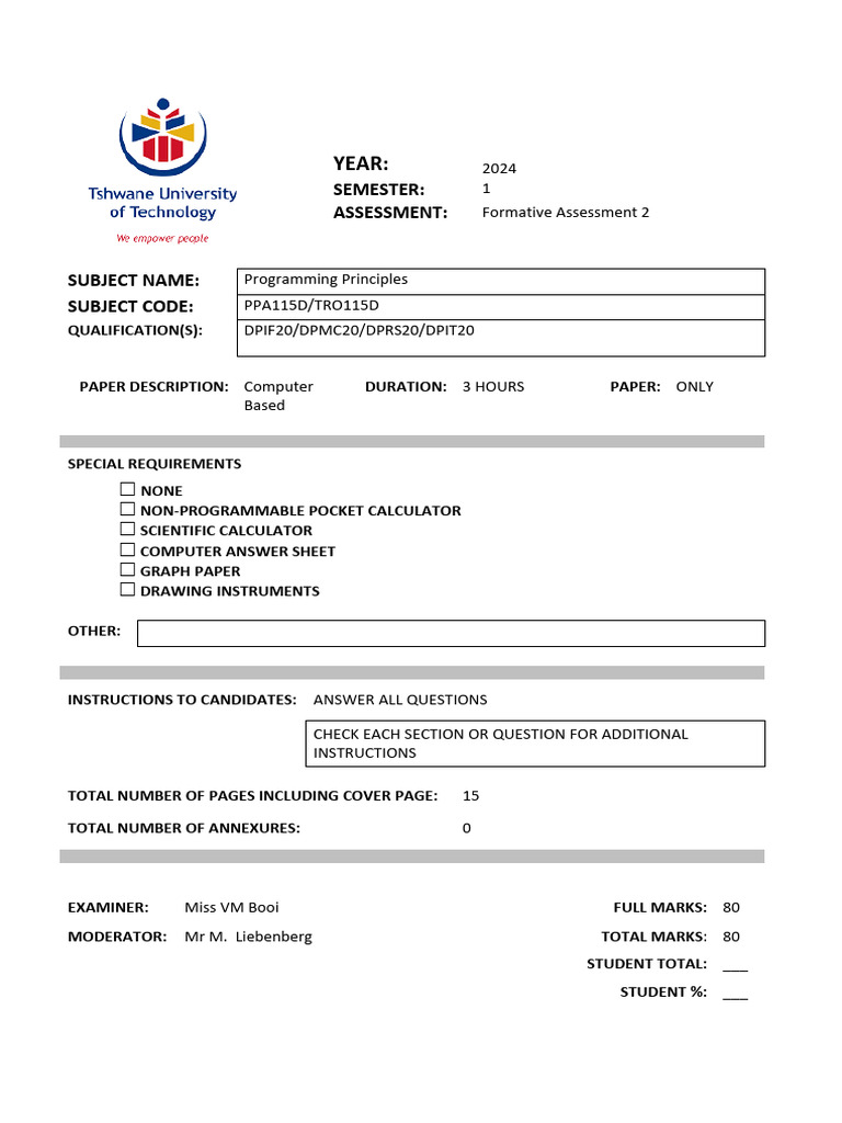Ppa115d - Tro115d - Fa2 2024s1 Paper Moderated | PDF | Control Flow | Computer Programming