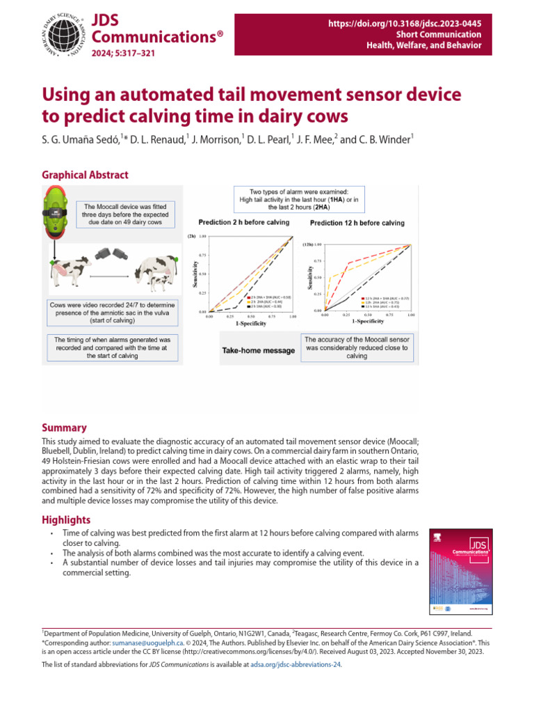 Using An Automated Tail Movement Sensor Device To Predict Calving Time ...