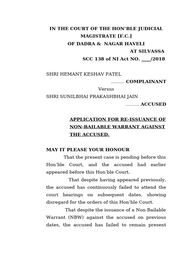 Hemant Patel NBW | PDF