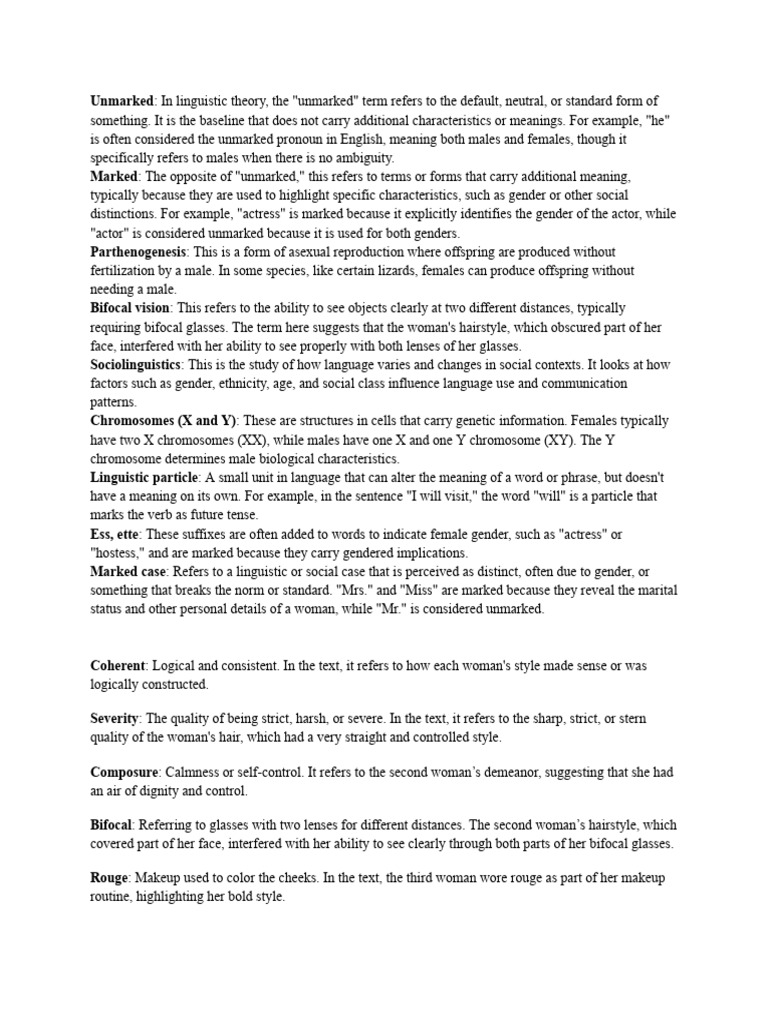 Unmarked vs. Marked: Gender in Language | PDF | Male | Gender