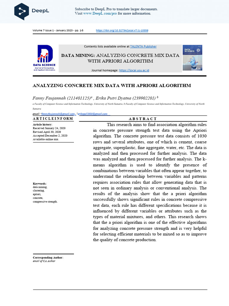 Paper Data Mining _Beton_APRIORI_english_fanny_erika | PDF | Concrete | Theoretical Computer Science