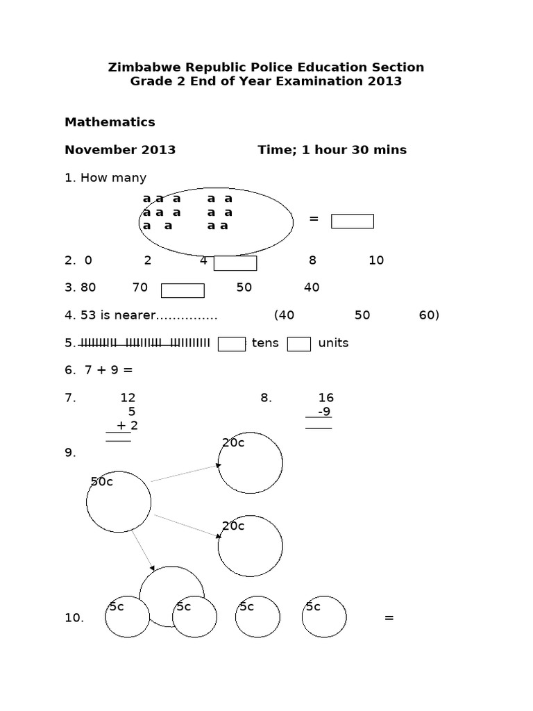Grade 2 Term 3 Maths Exam Paper | PDF