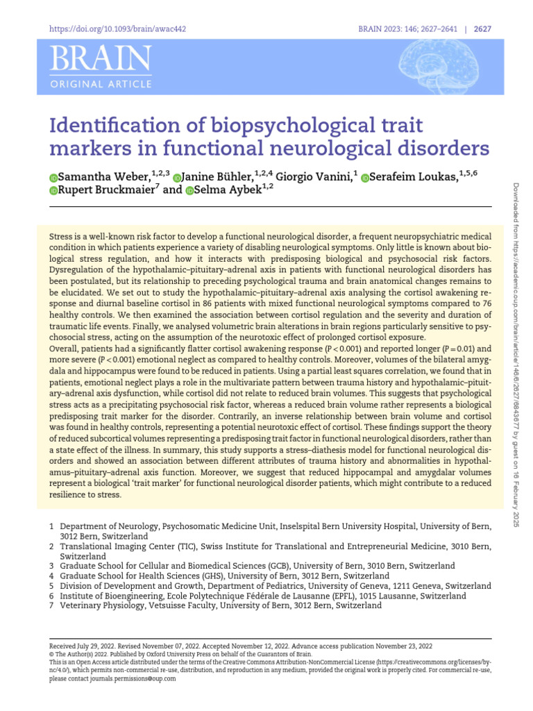 Identification of Biopsychological Trait Markers in Functional ...