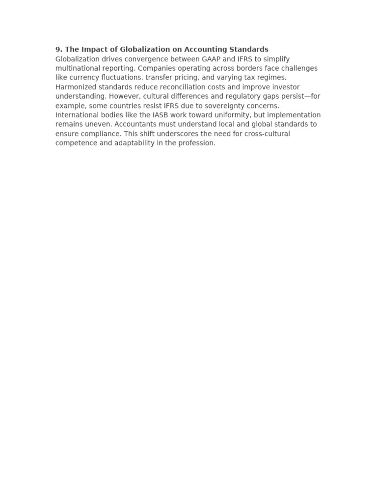 Globalization's Effect on Accounting Standards | PDF