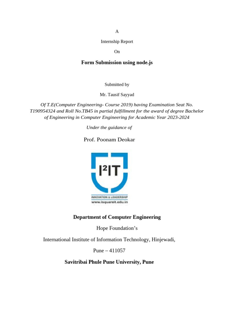 Final Internship Report (Tausif Sayyadl) | PDF | Client–Server Model ...