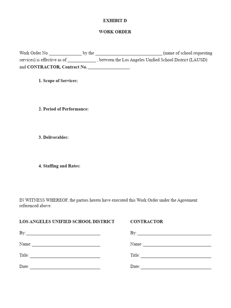 Basic Work Order Agreement | PDF