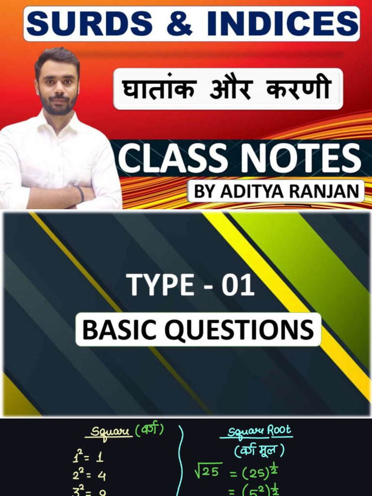 3.surds and Indices Class Note | PDF