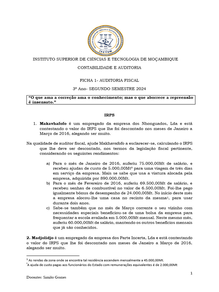 Cálculo do IRPS para Empregados | PDF | Salário | Economias