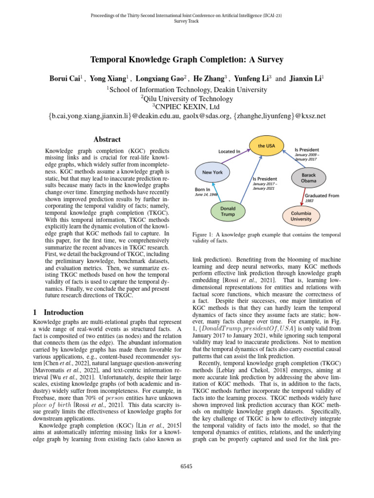 Temporal Knowledge Graph Completion - A Survey | PDF