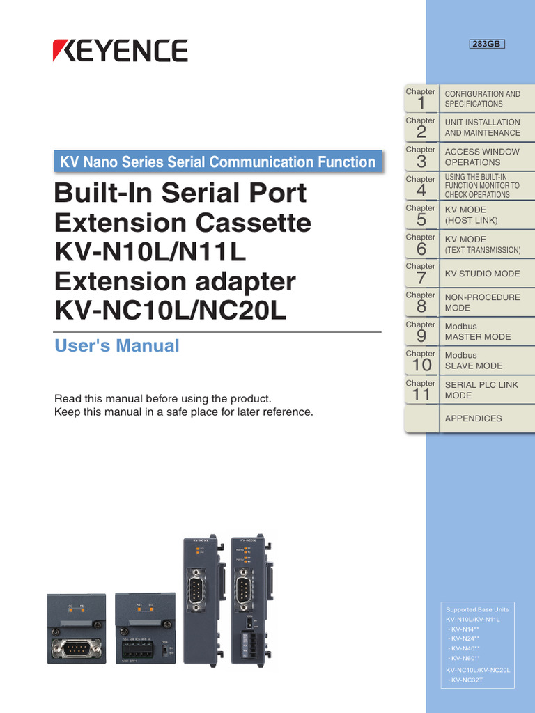 Built-In Serial Port: Extension Cassette KV-N10L/N11L Extension Adapter ...