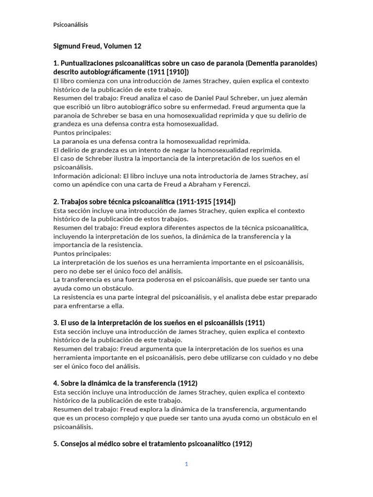 Freud y el caso Schreber en psicoanálisis | PDF | Psicoanálisis ...