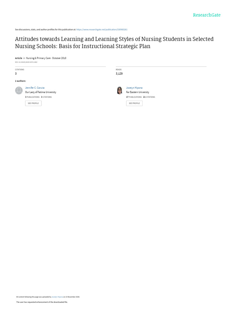 Attitudes Towards Learning and Learning Styles of Nursing Students in ...
