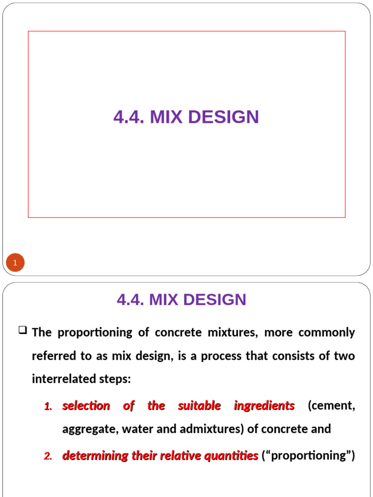 Concrete Mix Design Process Guide | PDF | Concrete | Weight