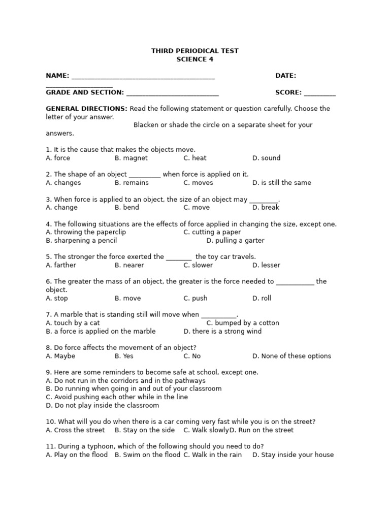 Science 4 Third Periodical Test | PDF | Light | Reflection (Physics)