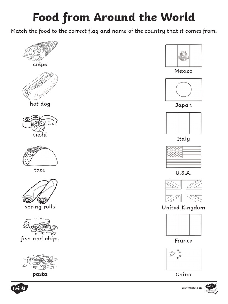 Global Cuisine Flag Match | PDF