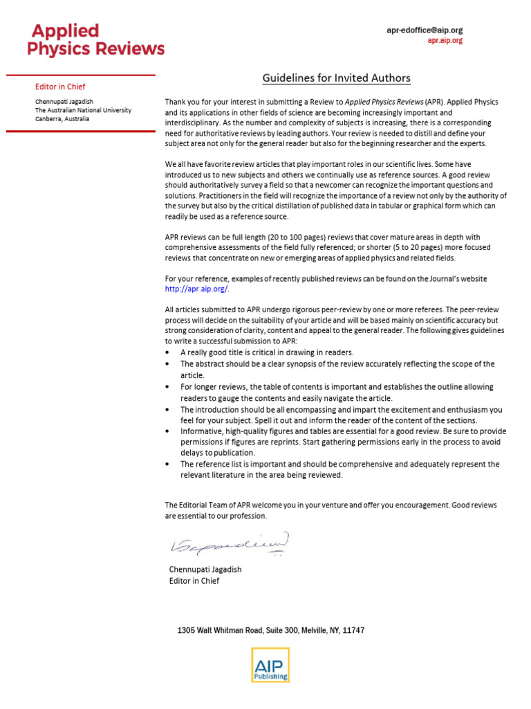 Guidelines for Authors of APR Reviews | PDF