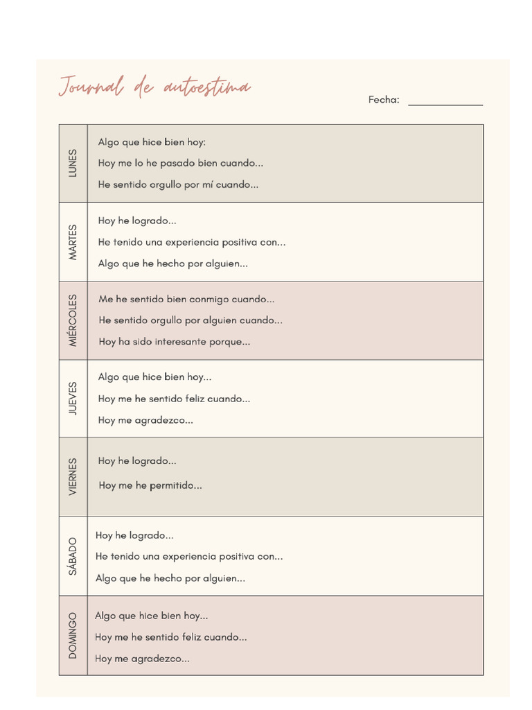 Diario Autoestima | PDF