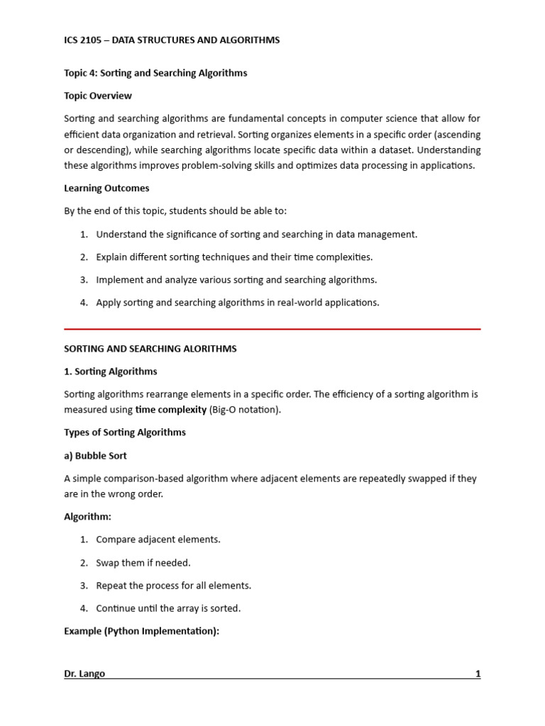 ICS 2105 - Lecture Notes - Topic 4 - 2025 | PDF | Computer Science ...