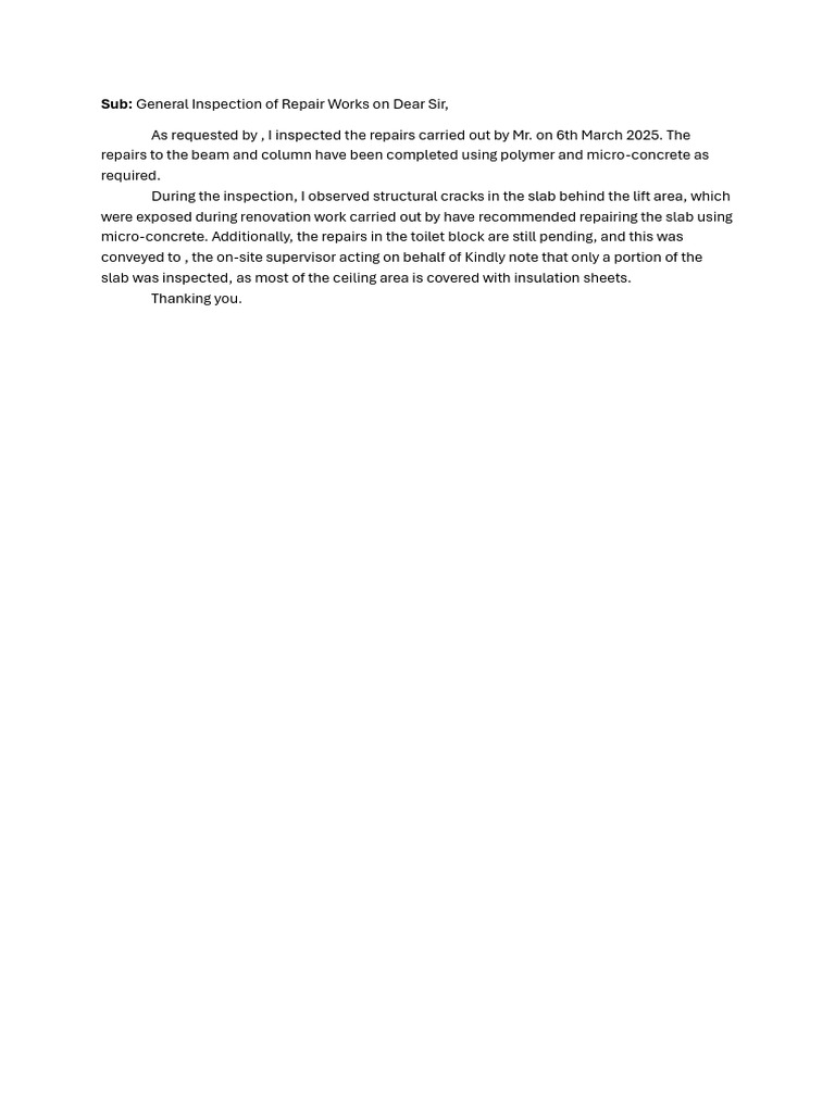 Repair Works Letter 10-03-2025 | PDF