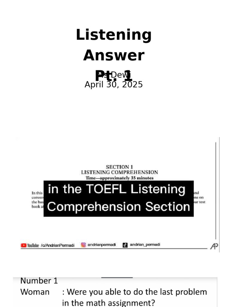 Listening Assessment for Ms. Dewi | PDF