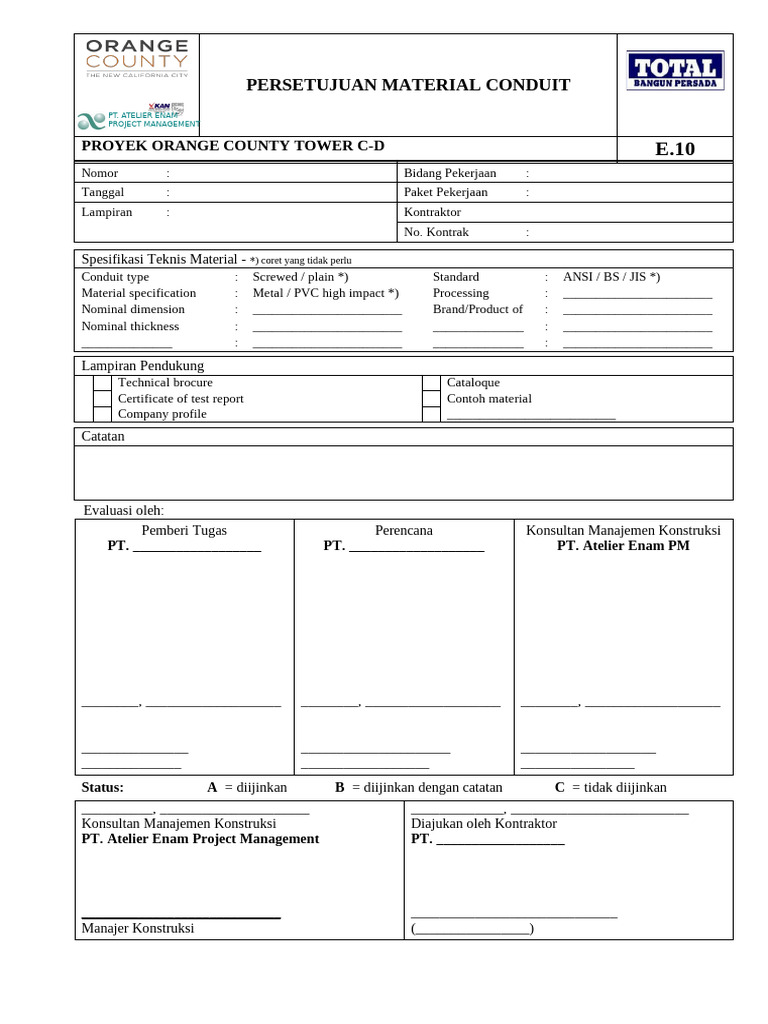 E.10 - Persetujuan Material Conduit | PDF