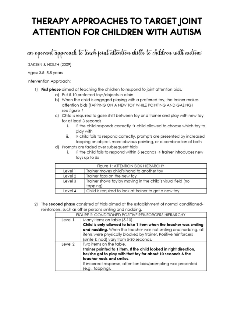 Therapy approaches to use for joint attention (Autism - 3.5 to 5.5 ...