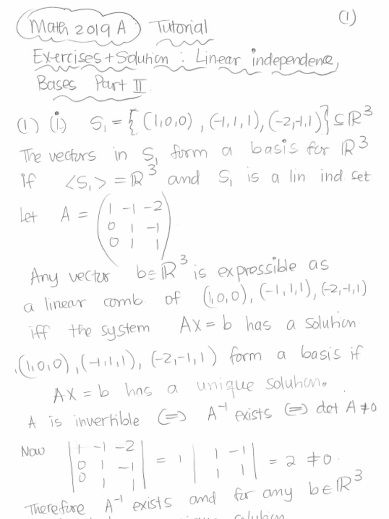Linear+Independence Bases PartII Solutions 2024 | PDF