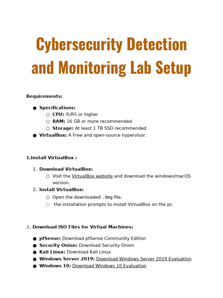 Cyber Security Detection & Monitoring Lab | PDF | Virtual Machine | Windows 10