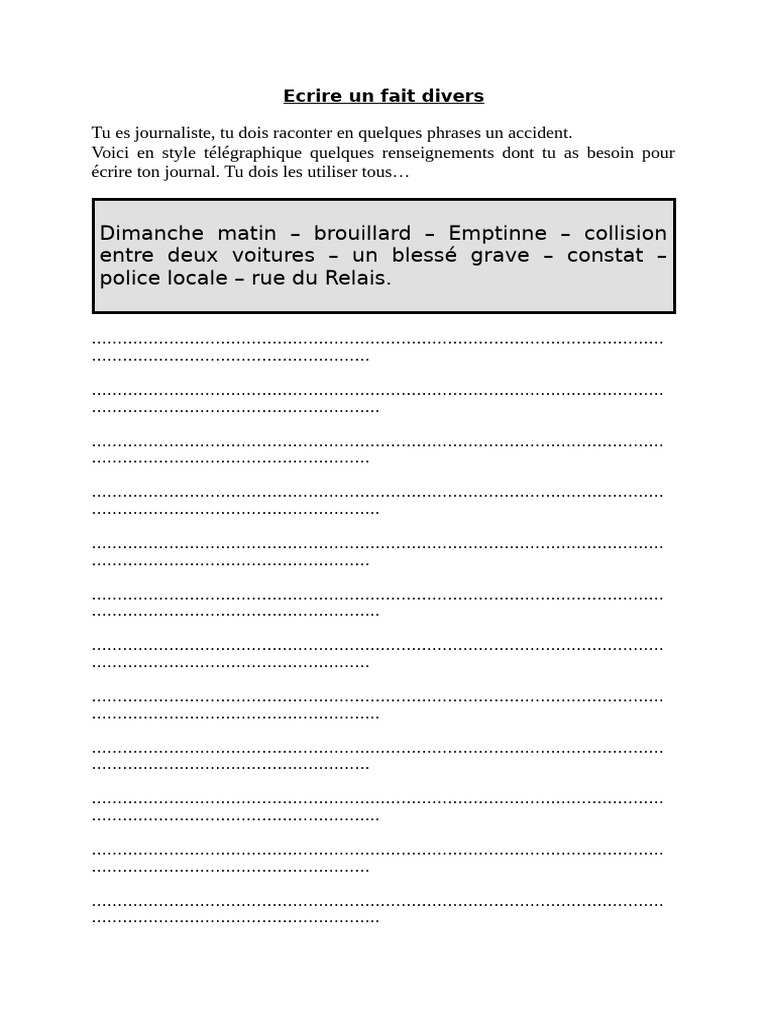 Ecrire Un Fait Divers | PDF