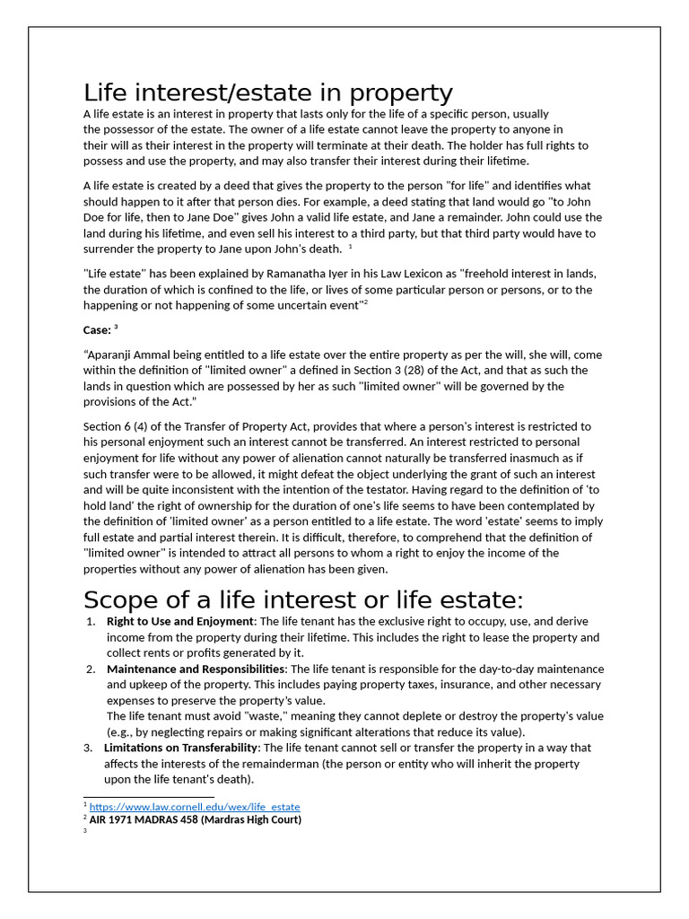Understanding Life Interests in Property | PDF | Leasehold Estate ...