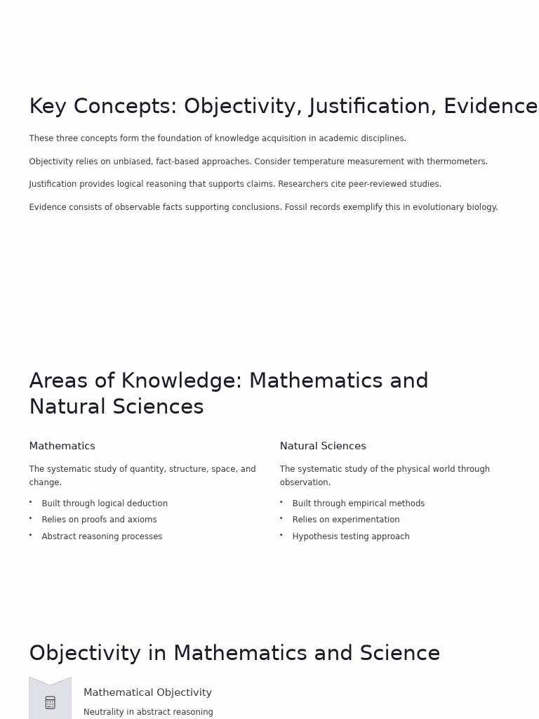 Key Concepts Objectivity Justification Evidence | PDF