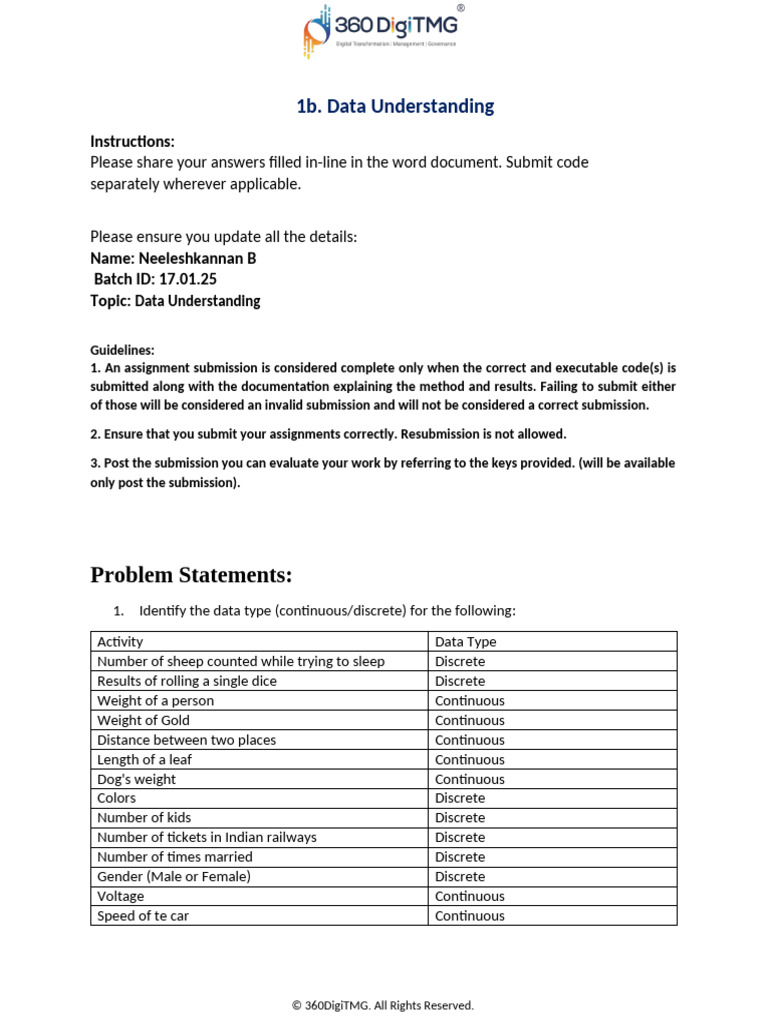 1b.data Understanding Answers | PDF | Level Of Measurement