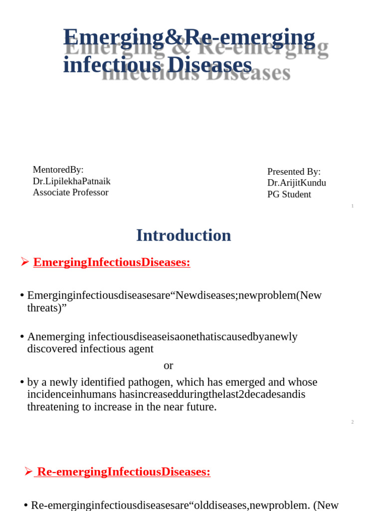 Emerging and Re-emerging Infectious Diseases | PDF | Zika Fever | Pathogen