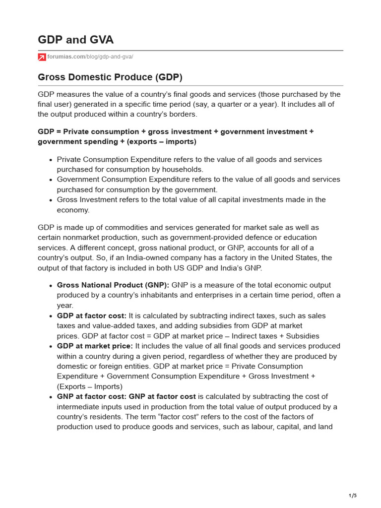 GDP and GVA | PDF | Gross Domestic Product | Purchasing Power Parity