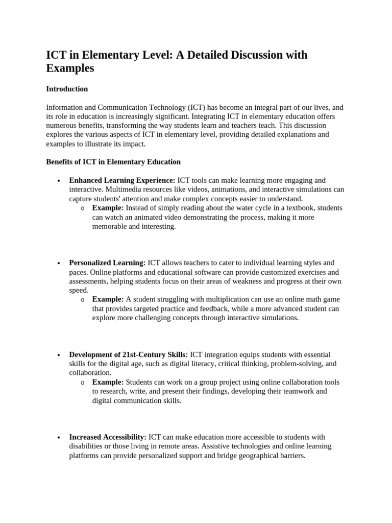 TLE 1 UNIT 4 LESSON 1 ICT in Elementary Level | PDF | Educational ...