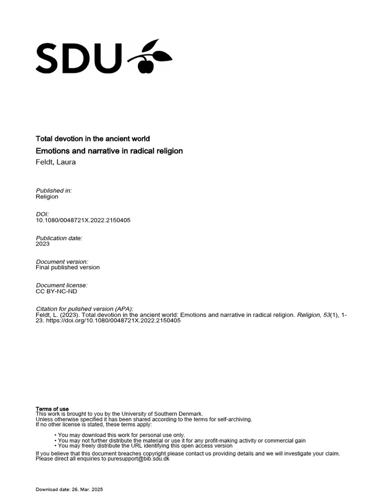 Total Devotion in The Ancient World Emotions and Narrative in Radical ...