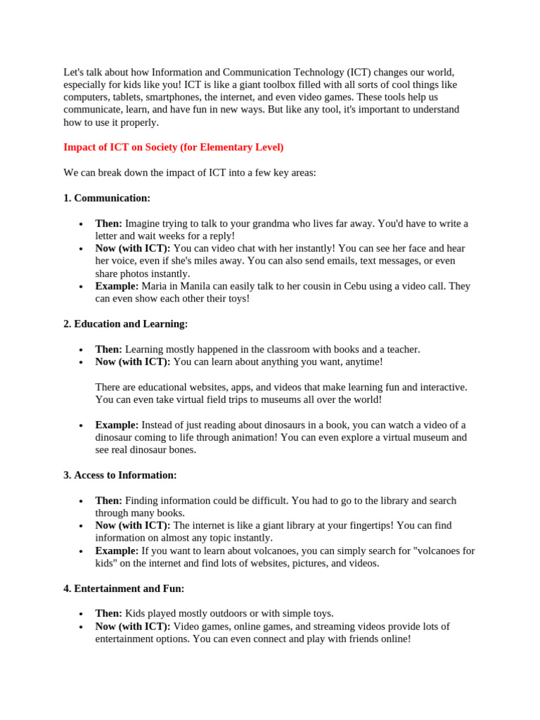 Tle 1 Unit 4 Lesson 2 Impact of Ict On Society | PDF | Educational Technology | Cyberspace