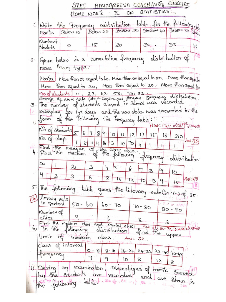 14. STATISTICS- H.W - 4 | PDF