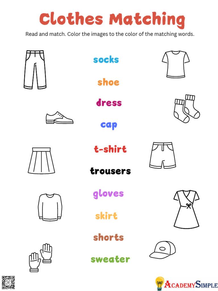 Clothes Matching Activity for Kids | PDF