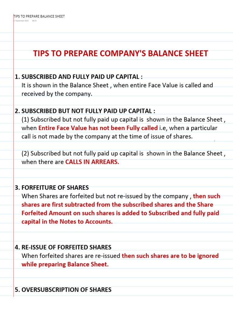 Final Tips To Prepare Company's Balance Sheet | PDF