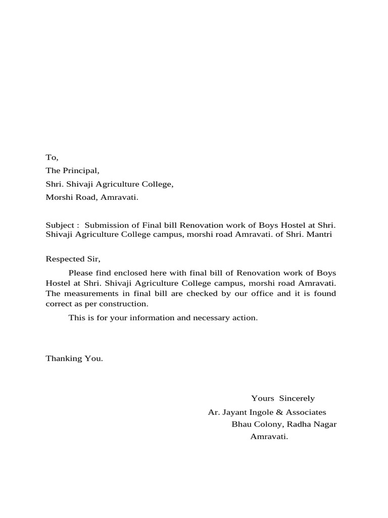 Hostel Bill Letter | PDF